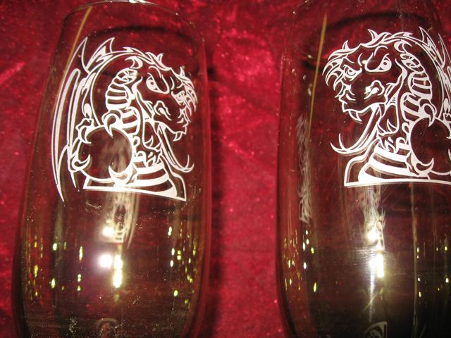 Personalized Engraved Dragon Wedding Flutes, Toasting Flutes